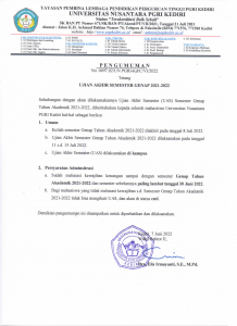 Pengumuman Ujian Akhir Semester Genap T.A 2021-2022 – manajemen