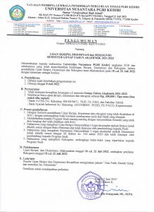 Pengumuman Ujian Skripsi, Diseminasi, dan Rekognisi Semester Genap T.A 2021-2022 – Manajemen